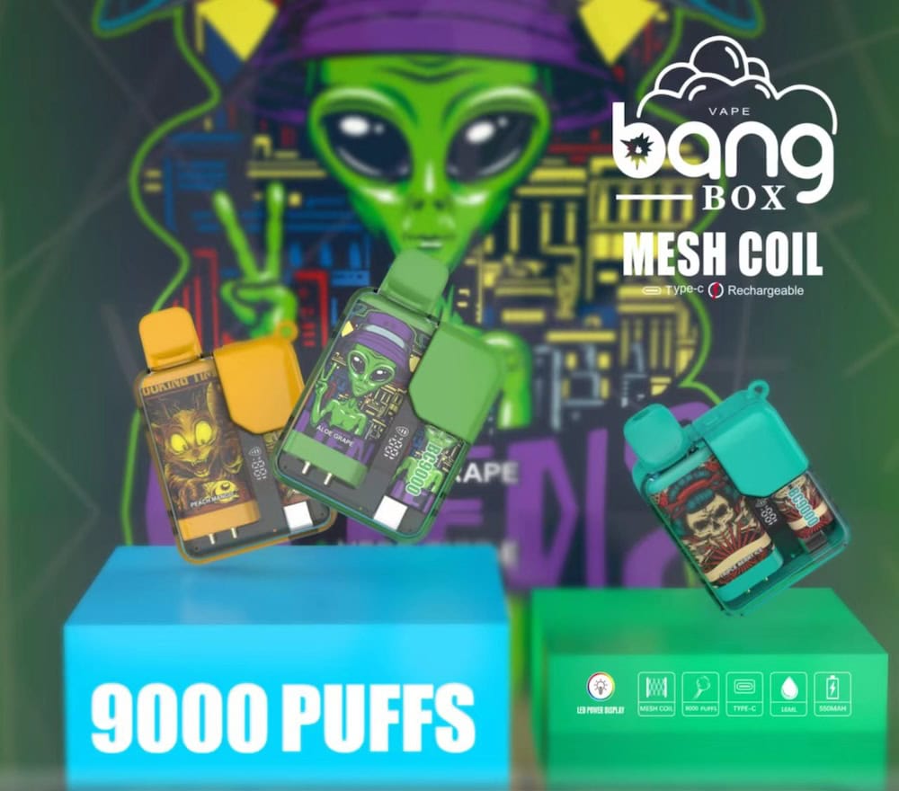 Bang Box 9000 Puffs Genopladelig LED Display Engangsdampere Sigaretter ...